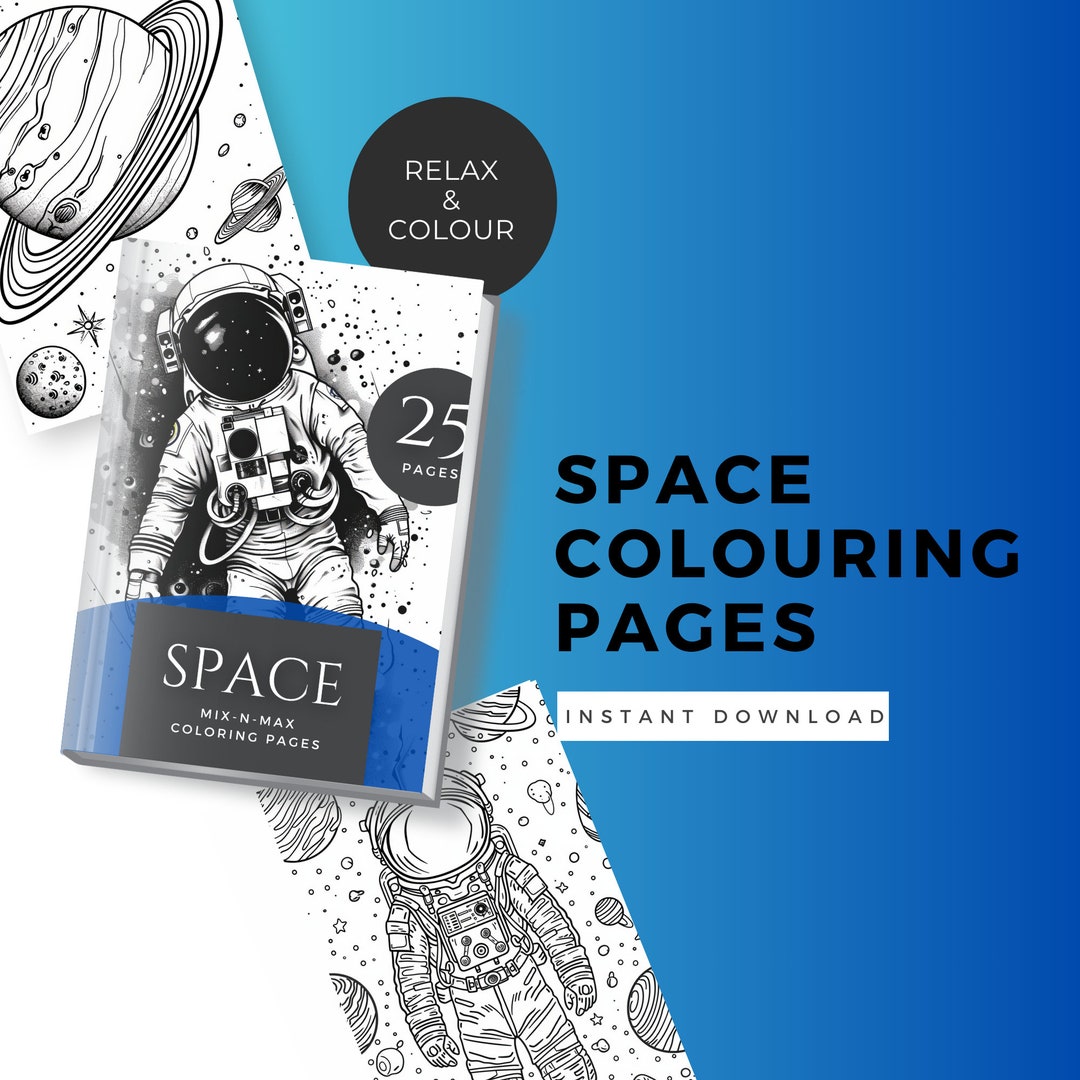 Space Colouring Pages - 25 Page Coloring Book - Etsy