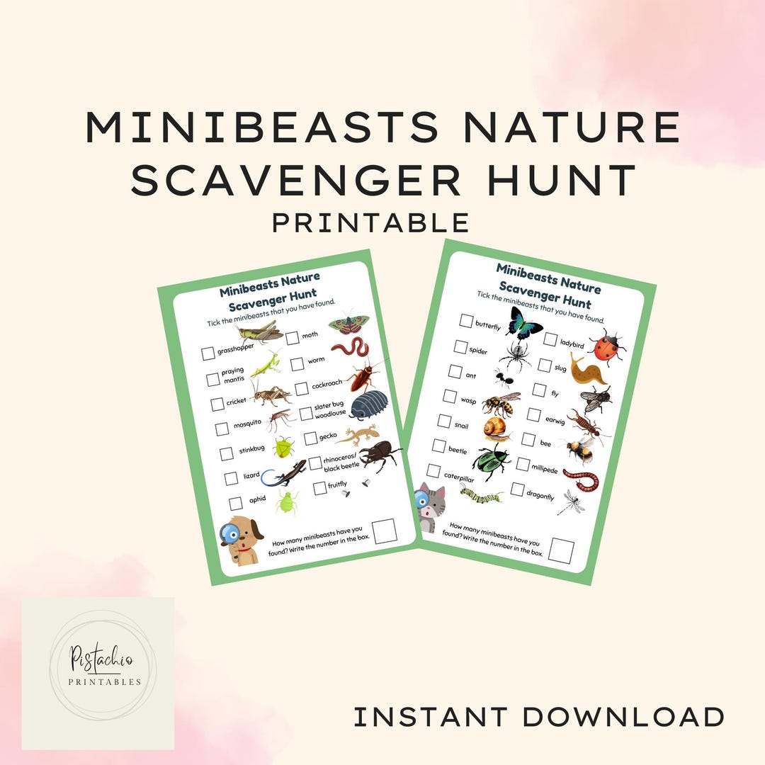 SCAVENGER HUNT - Kids Minibeasts Nature Scavenger Hunt - Instant ...