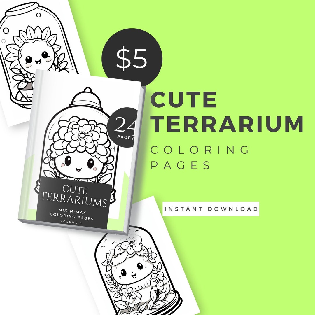 Cute Terrarium Colouring Pages - 24 Page Coloring Book - Etsy