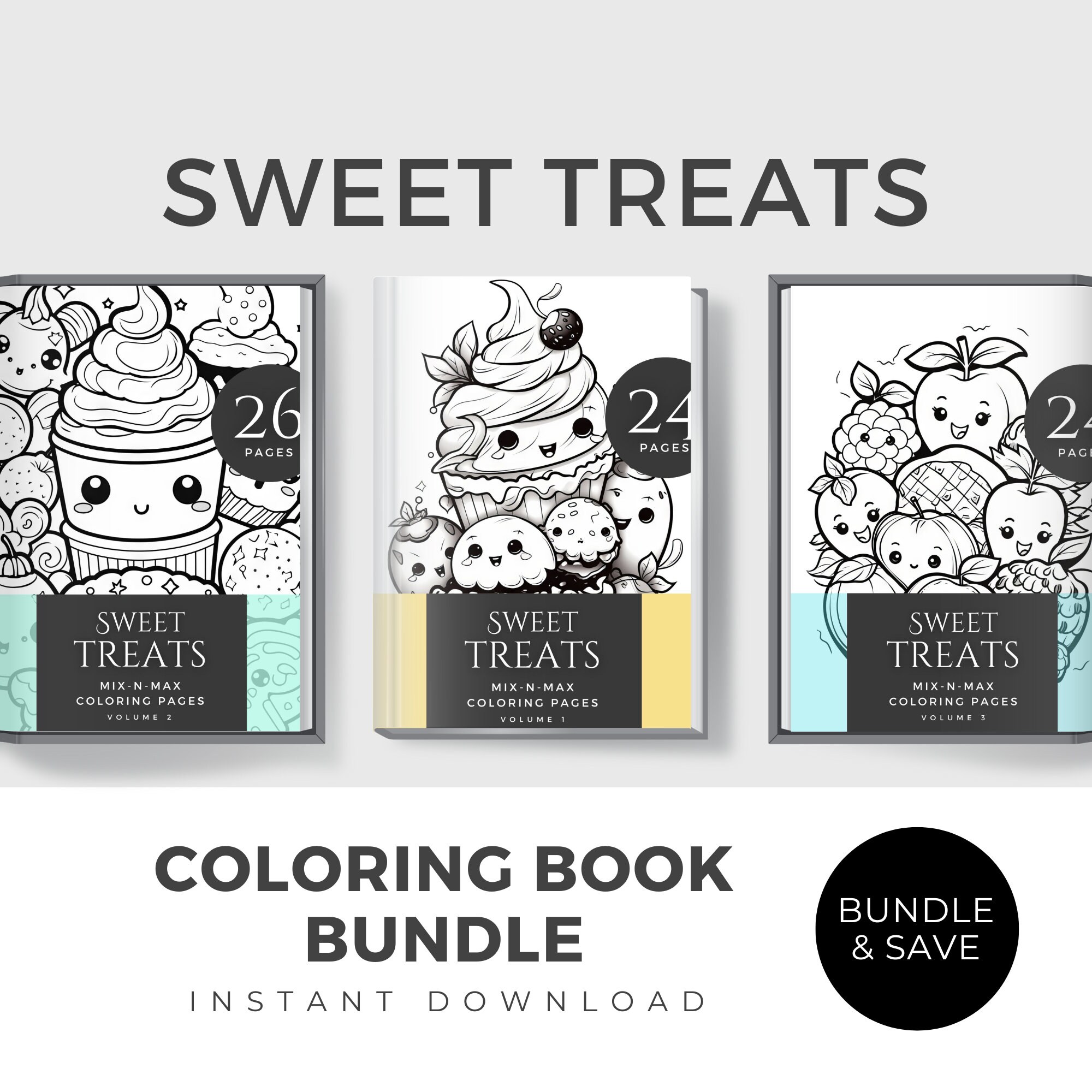 Sweet Treats Colouring Pages BUNDLE - Volume 1-3 - 70+ Page Coloring ...
