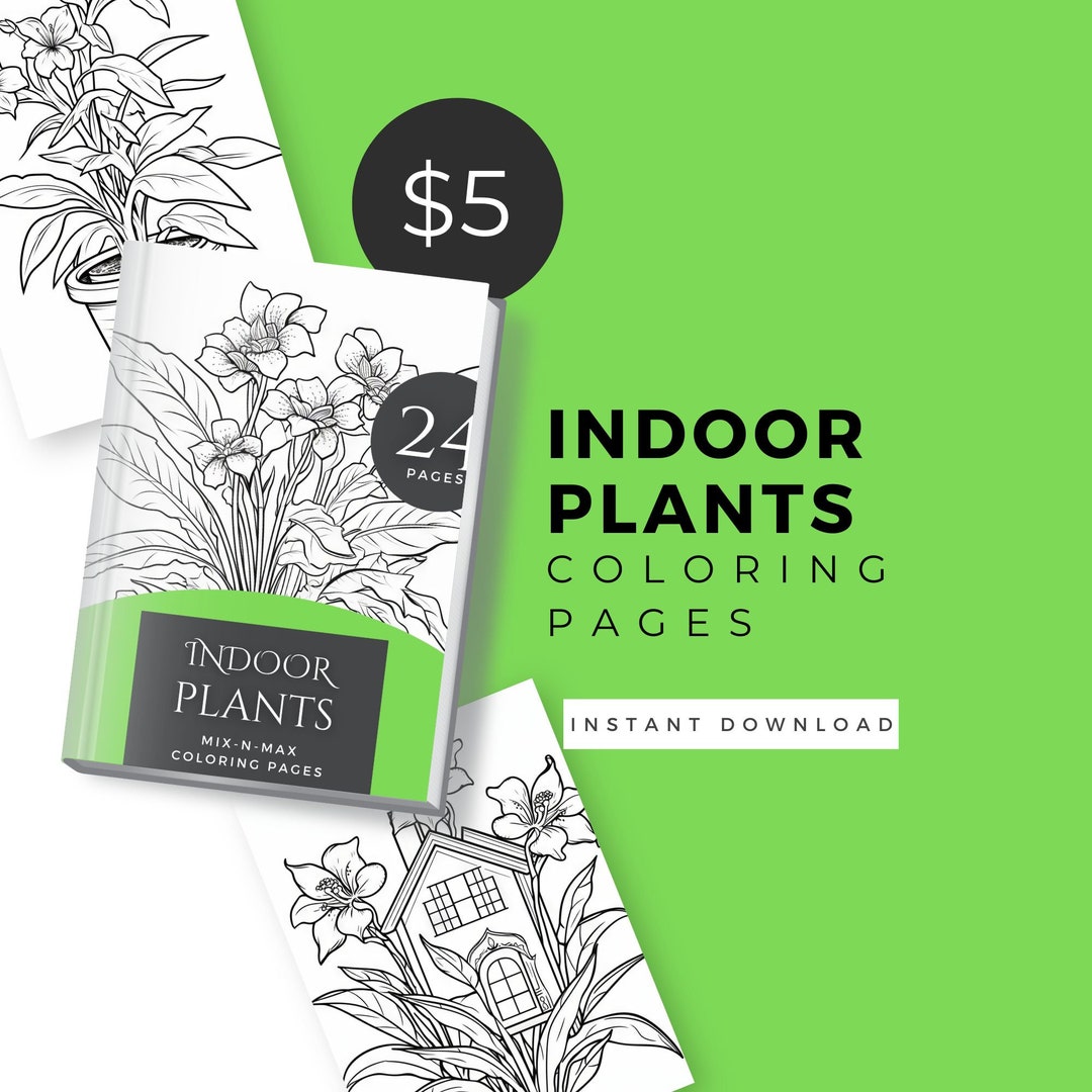 Indoor Plants Colouring Pages 24 Page Coloring Book - Etsy