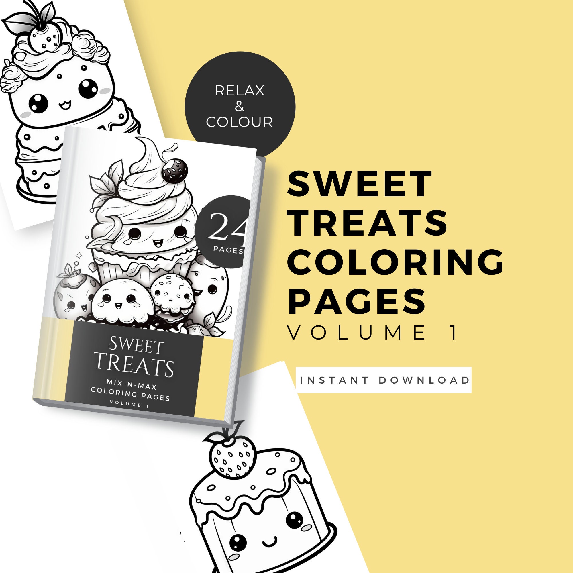 Sweet Treats Colouring Pages BUNDLE - Volume 1-3 - 70+ Page Coloring ...