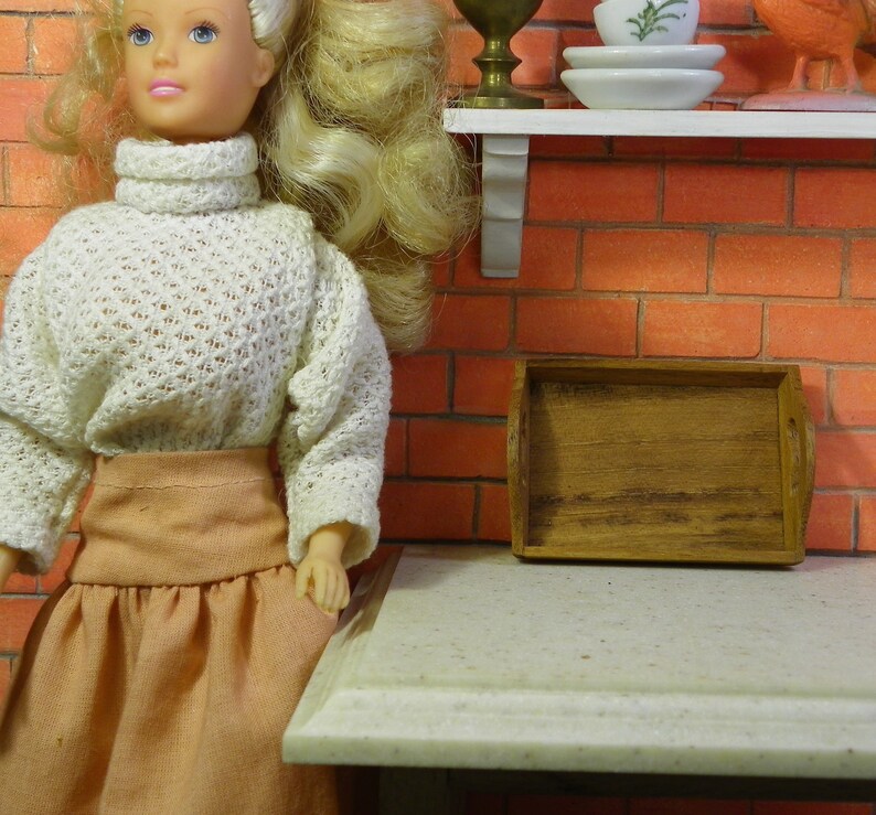 Dollhouse Barbie Realistic Wooden Tray Accessory for Doll Diorama Scale ...