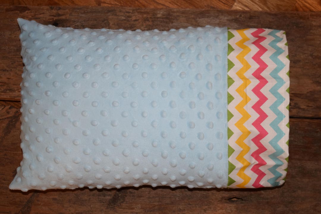 Light Blue Minky With Multi Color Chevron Trim Nap Time/travel ...