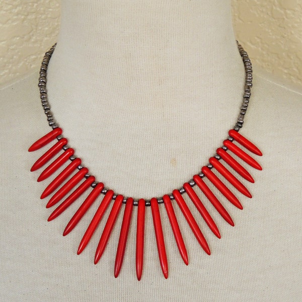 Red Bib Necklace - Etsy