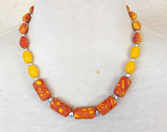 Yellow Necklace Jewelry Designer Jewelry Vintage Style Jewelry Red ...