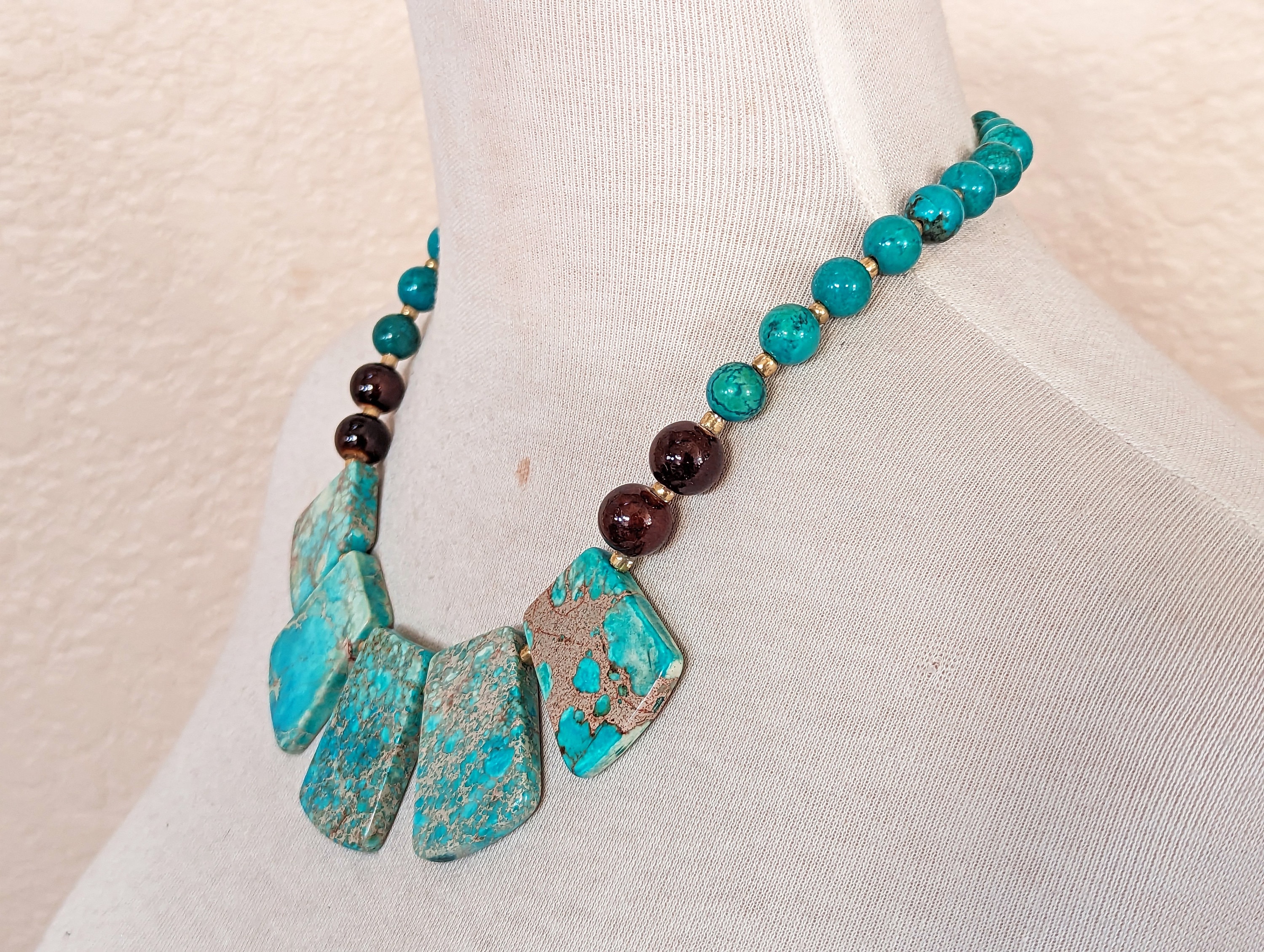 Southwest Turquoise Blue & Brown Statement Necklace, Blue Turquoise and ...