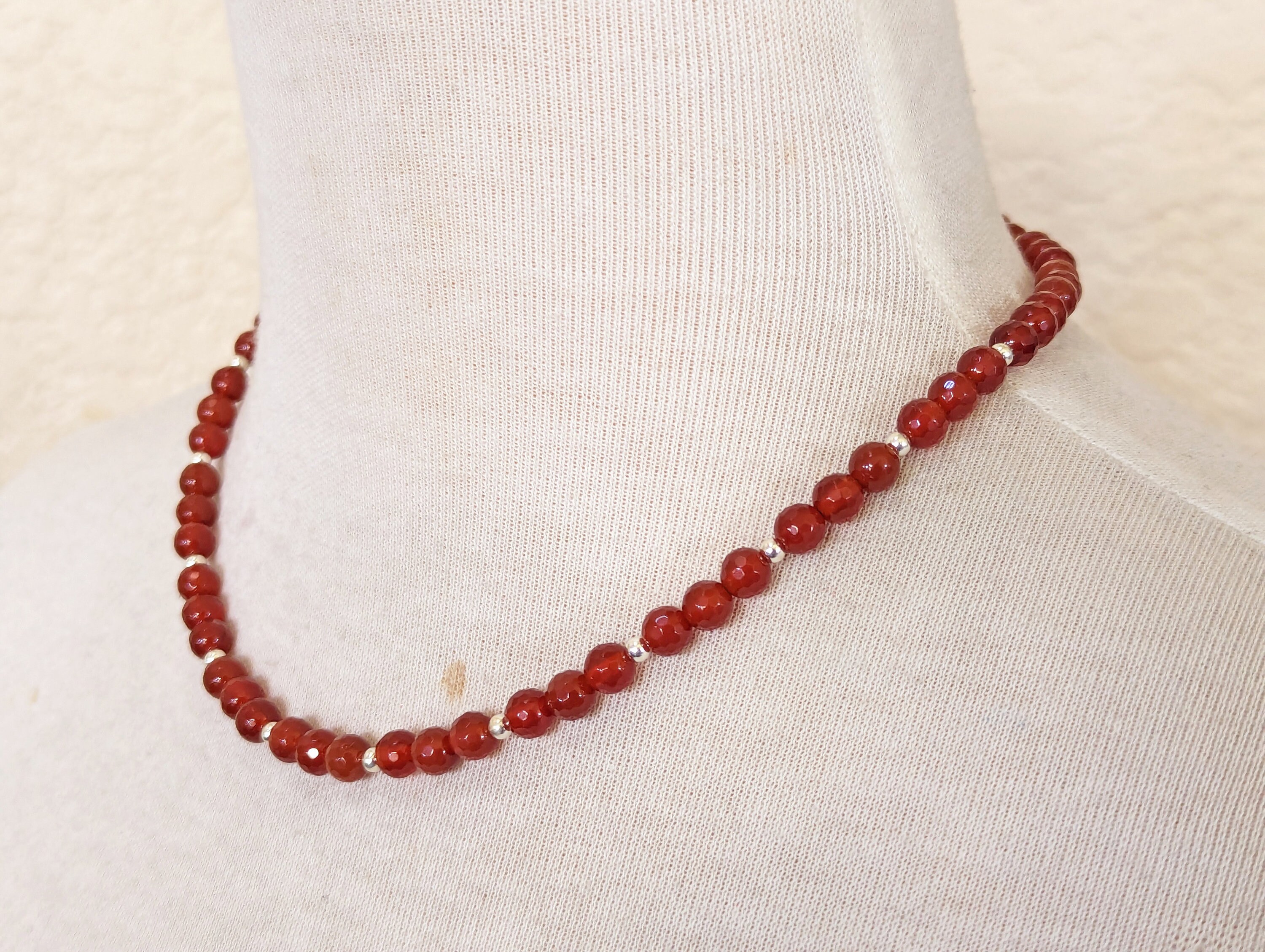Burnt Orange Carnelian Necklace: Sterling Silver Boho Chic Jewelry - Etsy