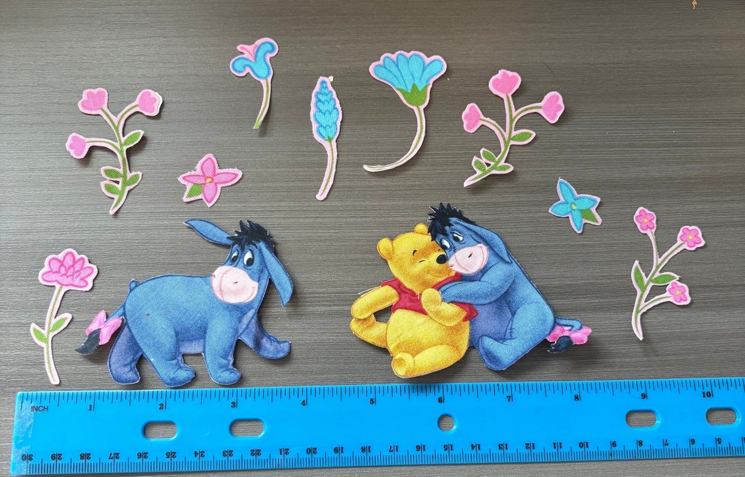 Winnie Pooh and Eeyore Fabric Applique Iron on Kids Quilting Crafting ...