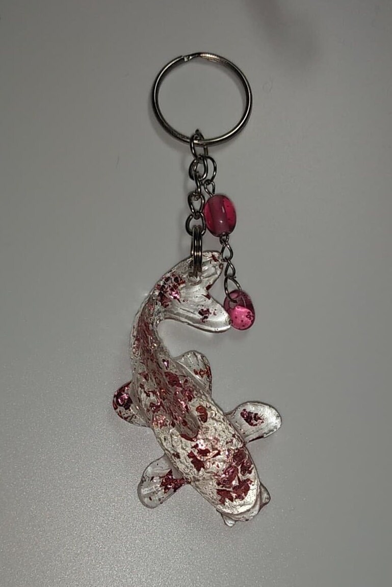 Koi Fish Pink Glimmer Keychain Handmade Keychains - Etsy