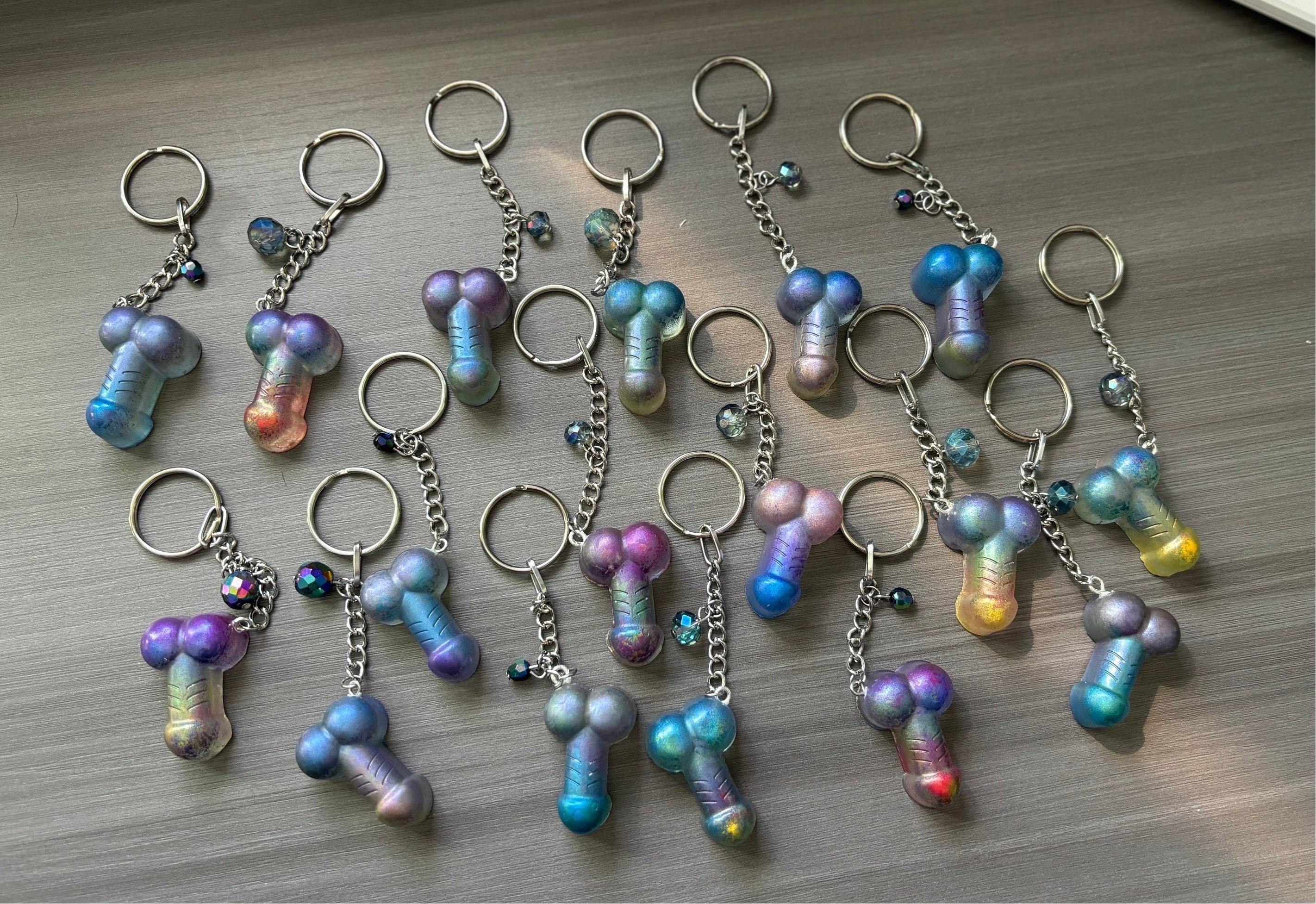PRIDE Multi Color Male Phallic / Penis Keychain Handmade Keychains - Etsy