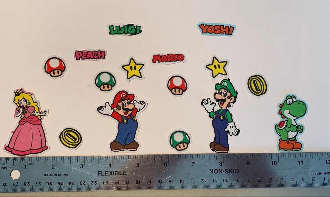 Nintendo, Mario, Luigi, Peach, & Yoshi Iron on Fabric Appliques Pre-cut ...