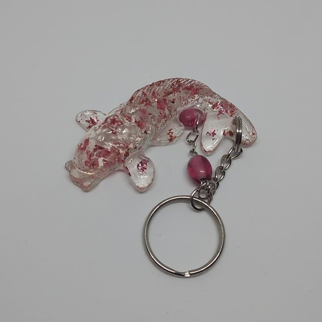 Koi Fish Pink Glimmer Keychain Handmade Keychains - Etsy