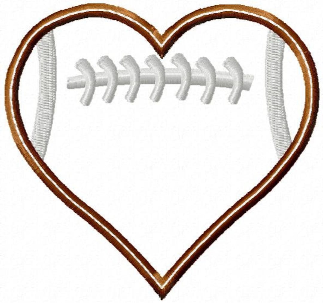 Heart Football Monogram Frame Applique Design 3 Sizes INSTANT - Etsy