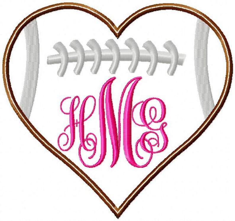 Heart Football Monogram Frame Applique Design 3 Sizes INSTANT - Etsy