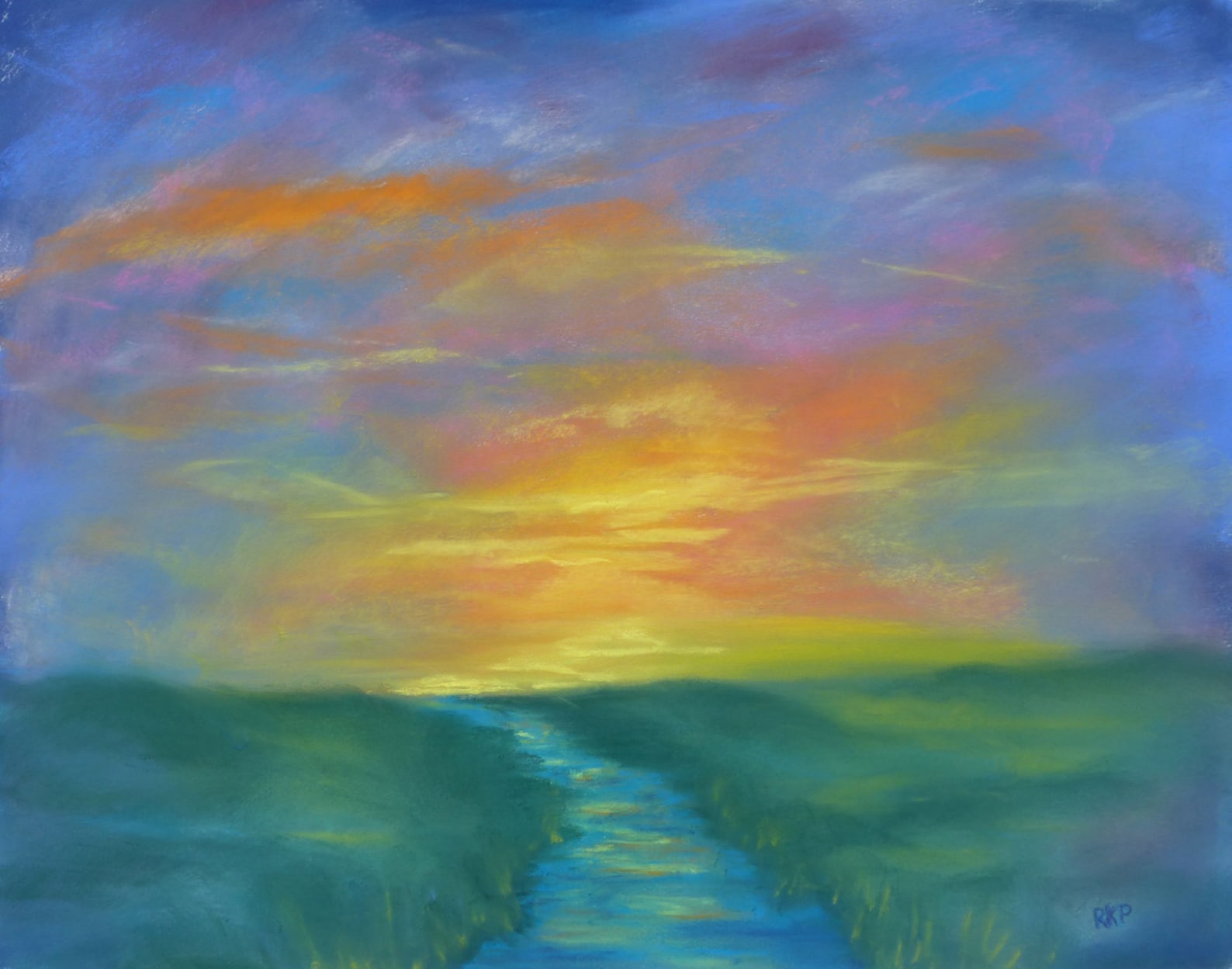 Original Art - Bright, Abstract, Soft Pastel Landscape Painting ...