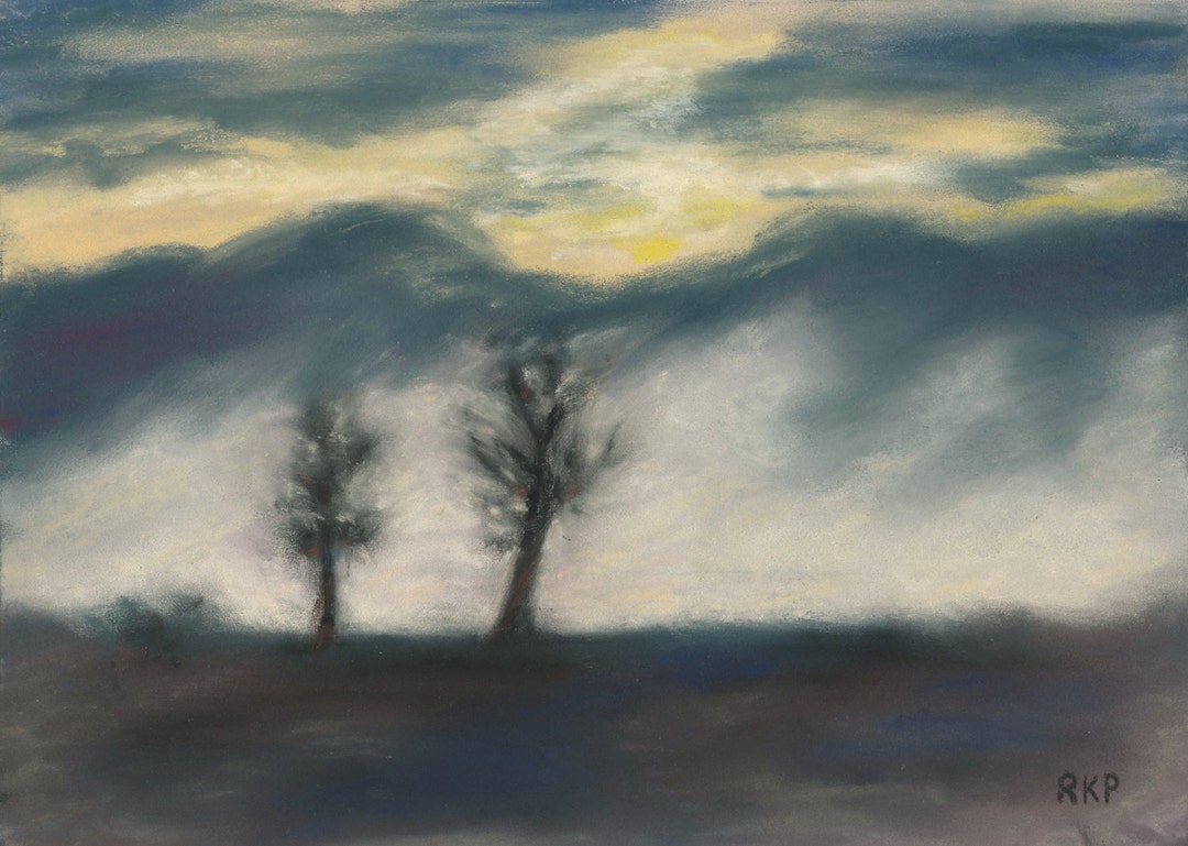Original Art - Atmospheric Pastel Painting "fog Rolling In" - Etsy