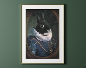 Lord Rabbit Print | Digital Print | Royal Pet Portrait | Rabbit Print ...