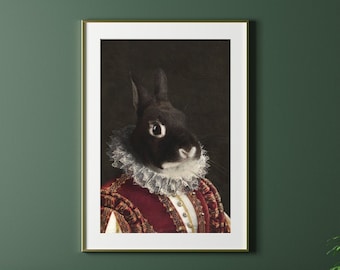 Lord Rabbit Print | Digital Print | Royal Pet Portrait | Rabbit Print ...