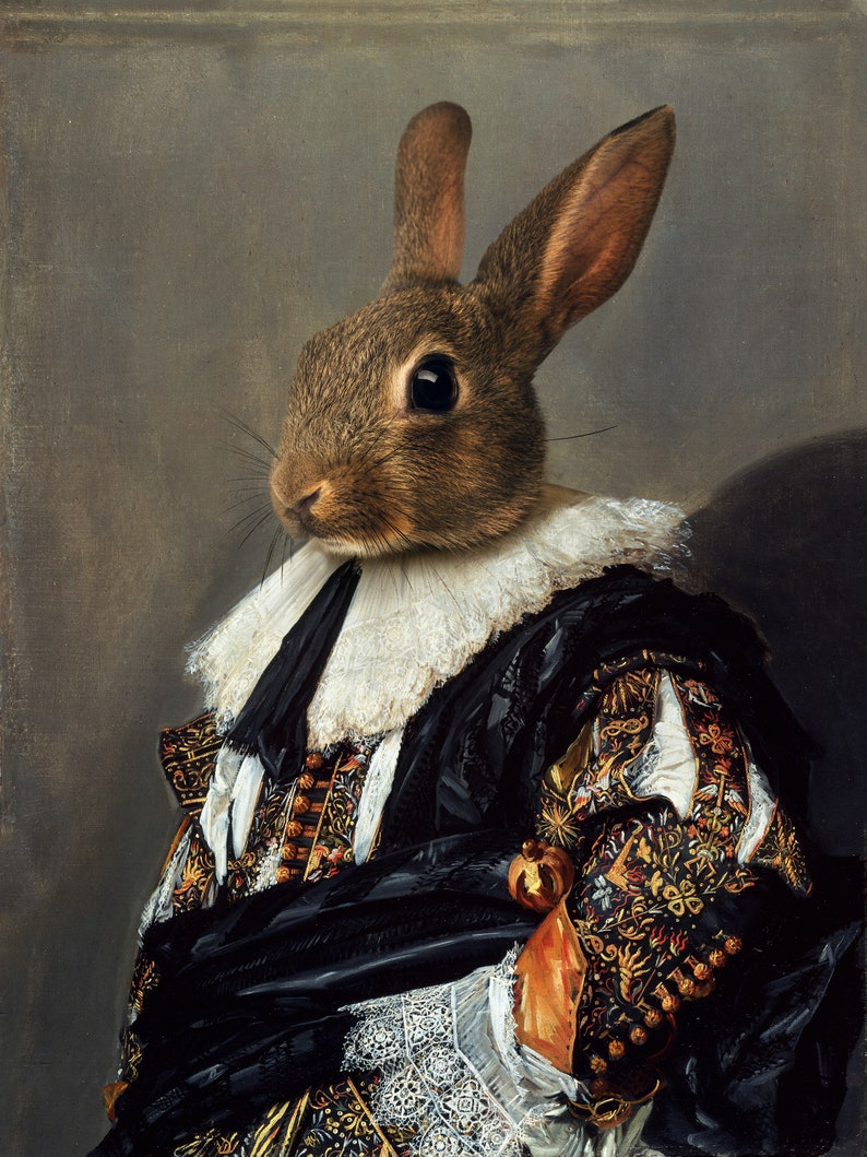 Lord Rabbit Print | Digital Print | Royal Pet Portrait | Rabbit Print ...
