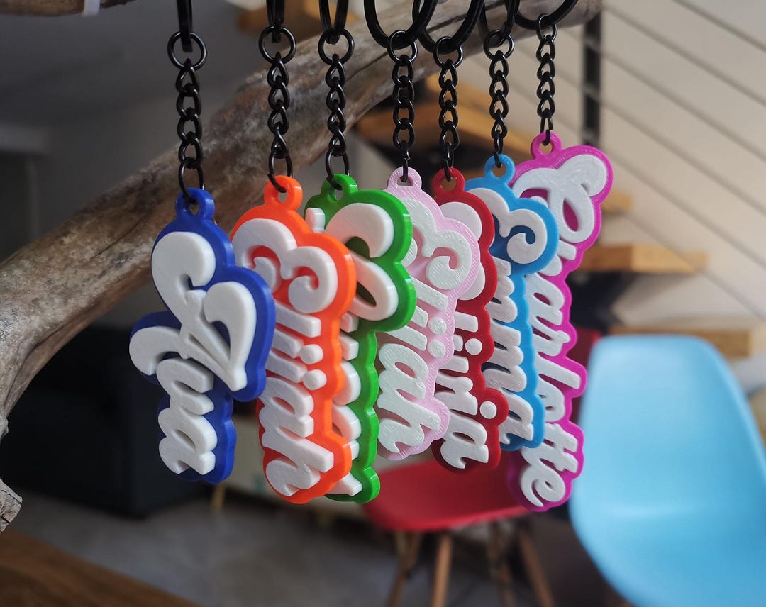 Bulk 5/10 Custom Personalized 3D Printed Retro Groovy Name Keychains ...