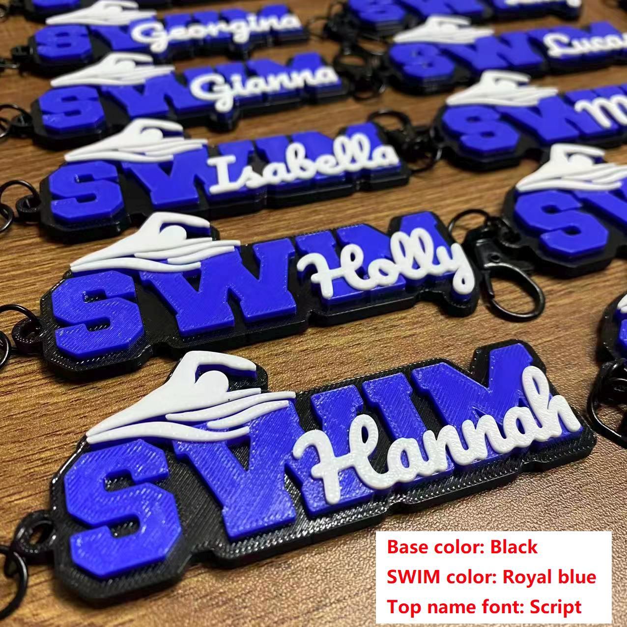 5/10/20 Personalized Swim Team Keychain, Custom 3D Printed Varsity Tags ...