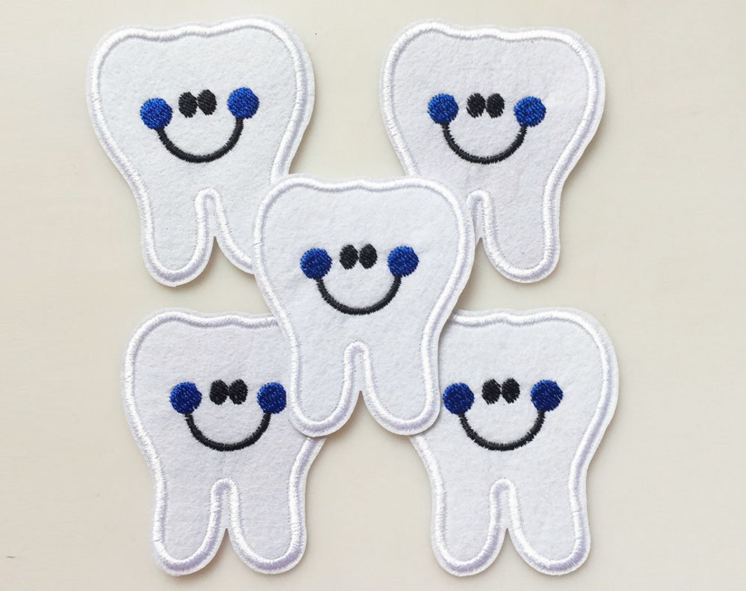6x7cm 10pcs Dentist Tooth Patches Iron on Sew on Cloth Embroidered ...