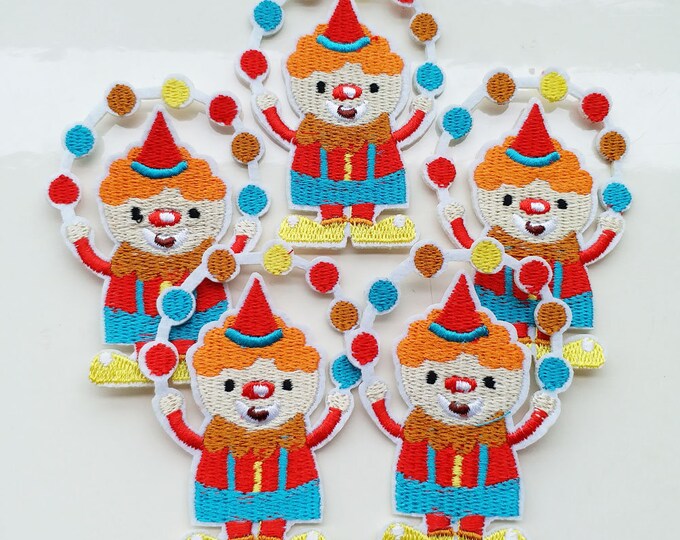 5x7.2cm 10pcs Circus Clown Patches Juggling Balls Iron on Sew on Cloth ...