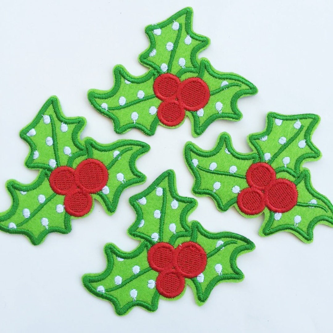 7.8x6cm 10pcs Christmas X'mas Holly Leaves Holly Pat Iron on ...