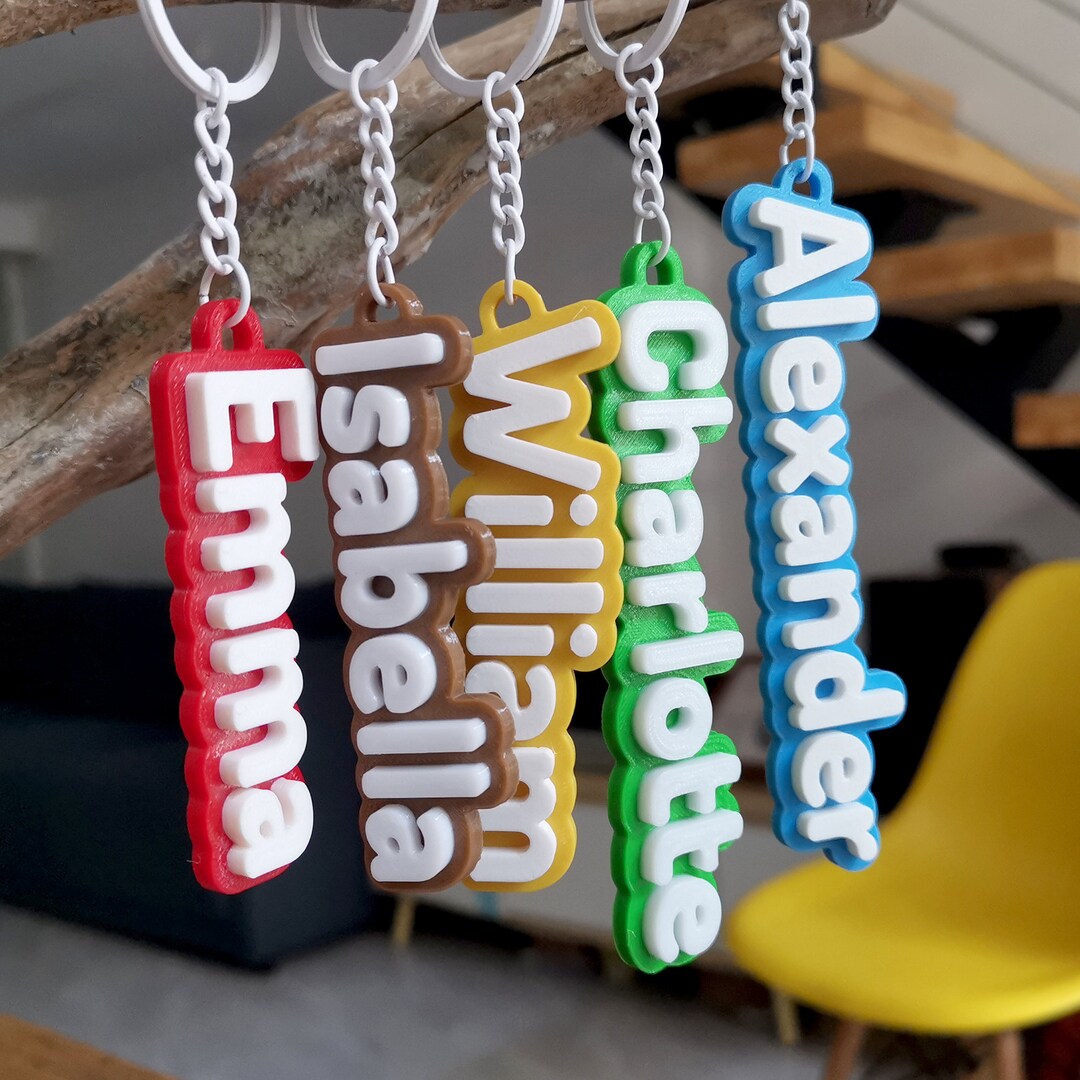 Bulk 5pcs Custom Personalized 3D Printed Name Keychains Keyrings ...