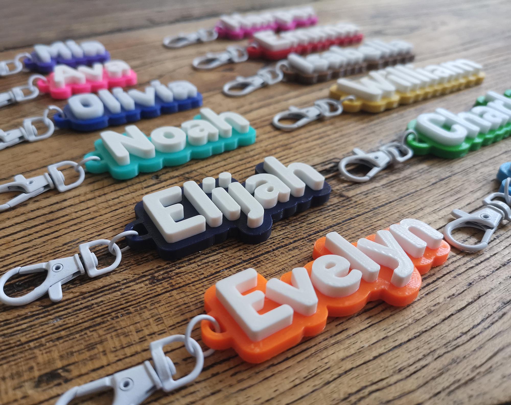 Bulk 5pcs Custom Personalized 3D Printed Name Keychains Keyrings ...