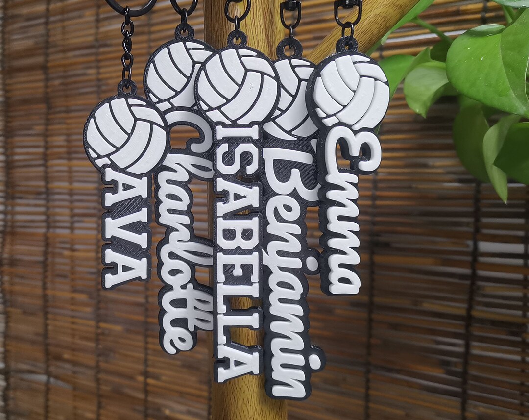 Bulk Set 5pcs Volleyball Sports Personalized 3D Printed Name Keychains ...