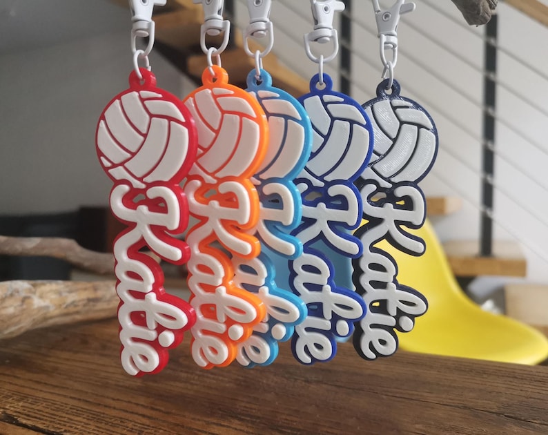 Set 5/10/20 Volleyball Sports Personalized 3D Printed Name Keychains ...