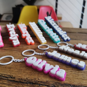 10pcs Groovy Retro Customized Personalized 3D Printed Name Keychains ...