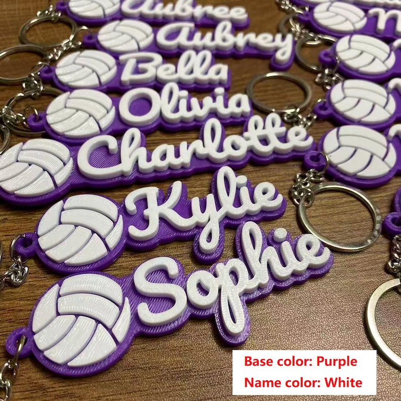 Set 5/10/20 Volleyball Sports Personalized 3D Printed Name Keychains ...
