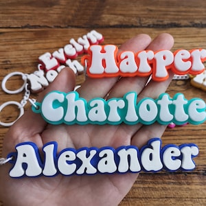 10pcs Groovy Retro Customized Personalized 3D Printed Name Keychains ...