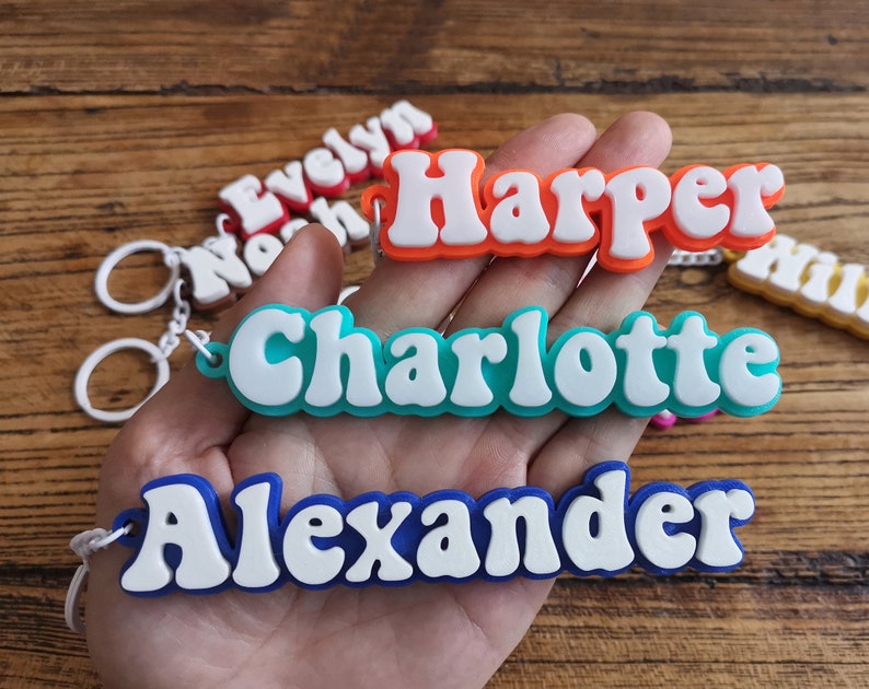 10pcs Groovy Retro Customized Personalized 3D Printed Name Keychains ...