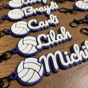 Set 5/10/20 Volleyball Sports Personalized 3D Printed Name Keychains ...
