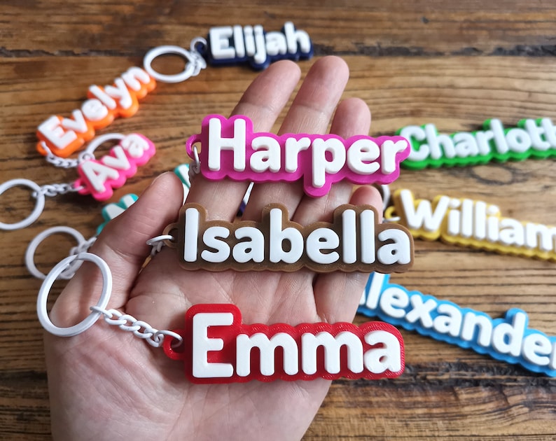 Bulk 5pcs Custom Personalized 3D Printed Name Keychains Keyrings ...