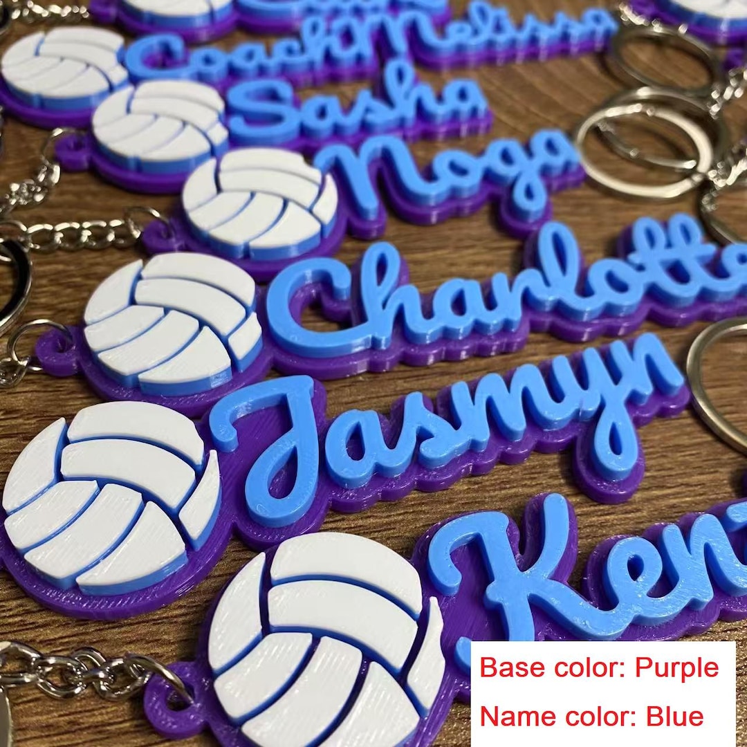 Pack Personalized Custom Volleyball 3D Printed Name Keychains Keyring ...