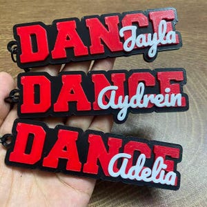 Bulk 5/10/20 Personalized Custom Dancer Dance Name Tag Keychain Keyring ...