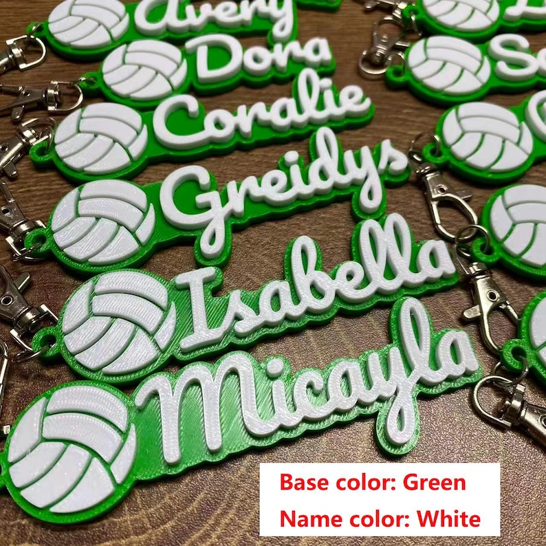 Set 5/10/20 Volleyball Sports Personalized 3D Printed Name Keychains ...