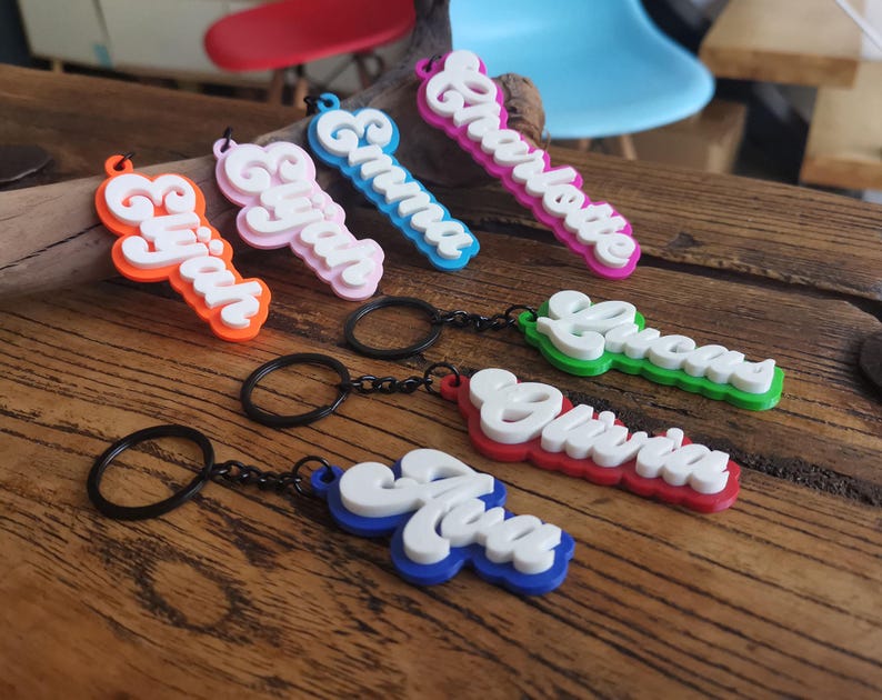 Bulk 5/10 Custom Personalized 3D Printed Retro Groovy Name Keychains ...