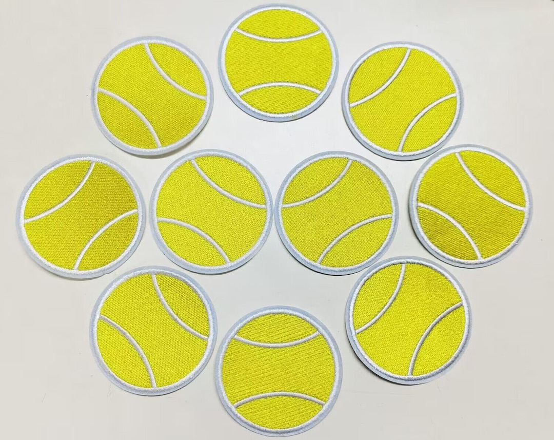 6x6cm 10pcs Yellow Tennis Ball Patches Sport Iron on Embroidered ...