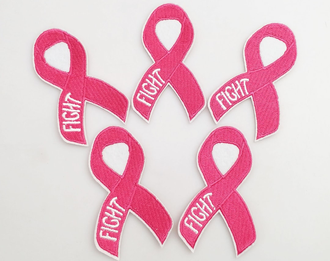 5x8cm 10pcs FIGHT Pink Ribbon Breast Cancer Awareness Iron on ...