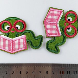 7x5.8cm 10pcs Back to School Bookworm Book Worm Iron on Embroidered ...