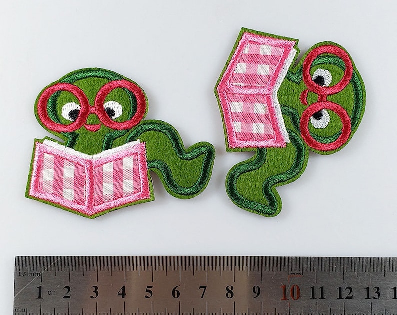 7x5.8cm 10pcs Back to School Bookworm Book worm Iron On | Etsy