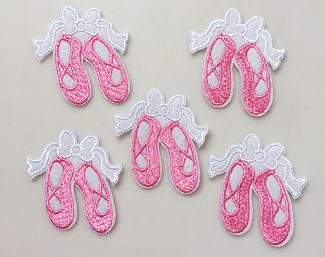 6.2x7cm 10pcs Pink Ballerina Ballet Slippers Iron on Embroidered ...