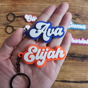 Bulk 5/10 Custom Personalized 3D Printed Retro Groovy Name Keychains ...