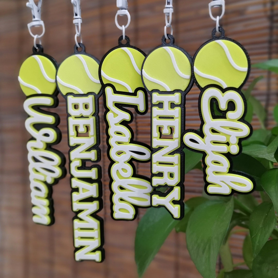 Bulk Set 5pcs Tennis Sports Personalized 3D Printed Name Keychains ...